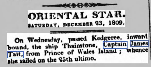 Captain James Tait (1769 – 1847) – not just any family